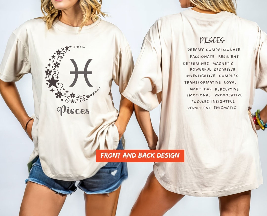 Pisces Zodiac Sign Tee, Celestial Shirt, Oversized Comfort Colors Tee ...