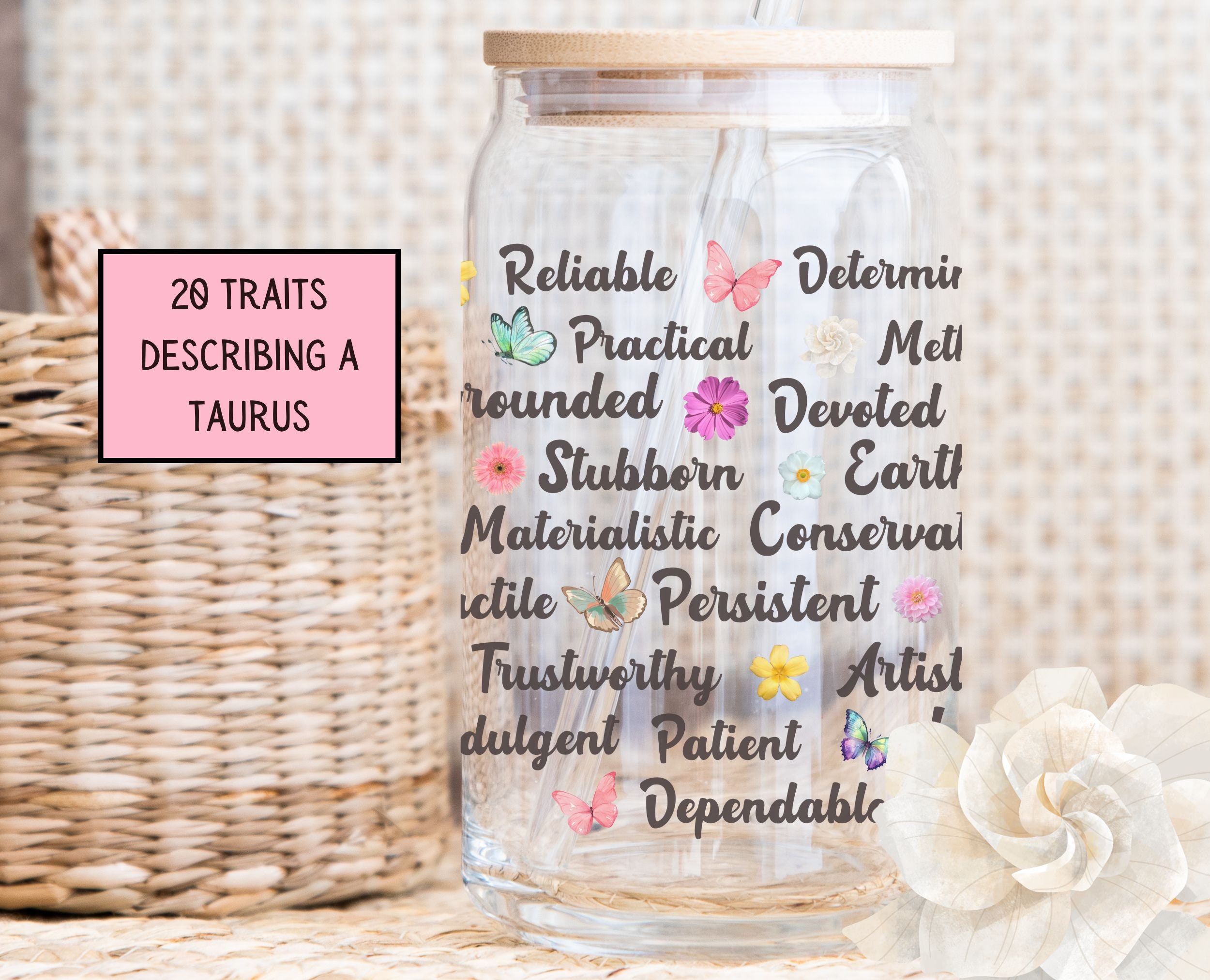 Personalized Taurus Glass Tumbler, Custom Zodiac Sign, Constellation ...