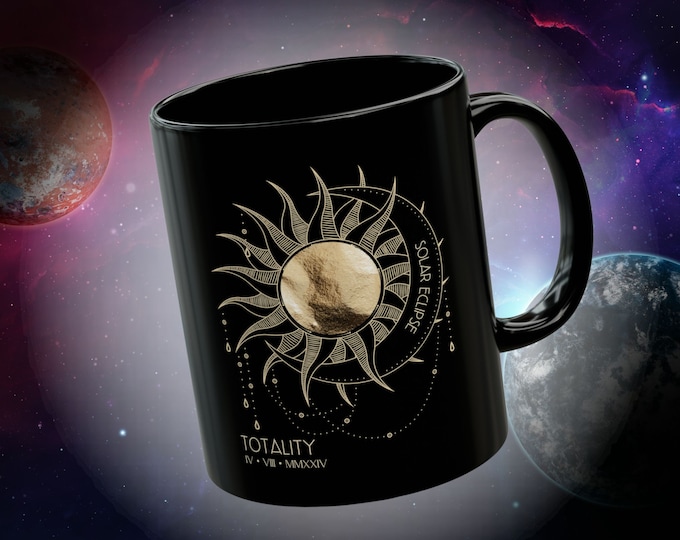 2024 Total Solar Eclipse Black Mug, Commemorative Solar Event Cup ...