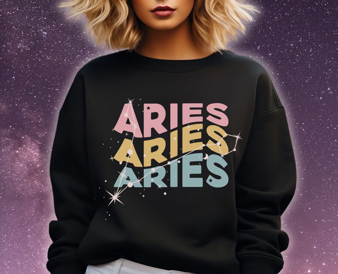 Aries Zodiac Sweatshirt, Astrology Birthday Gift, Celestial Tee ...