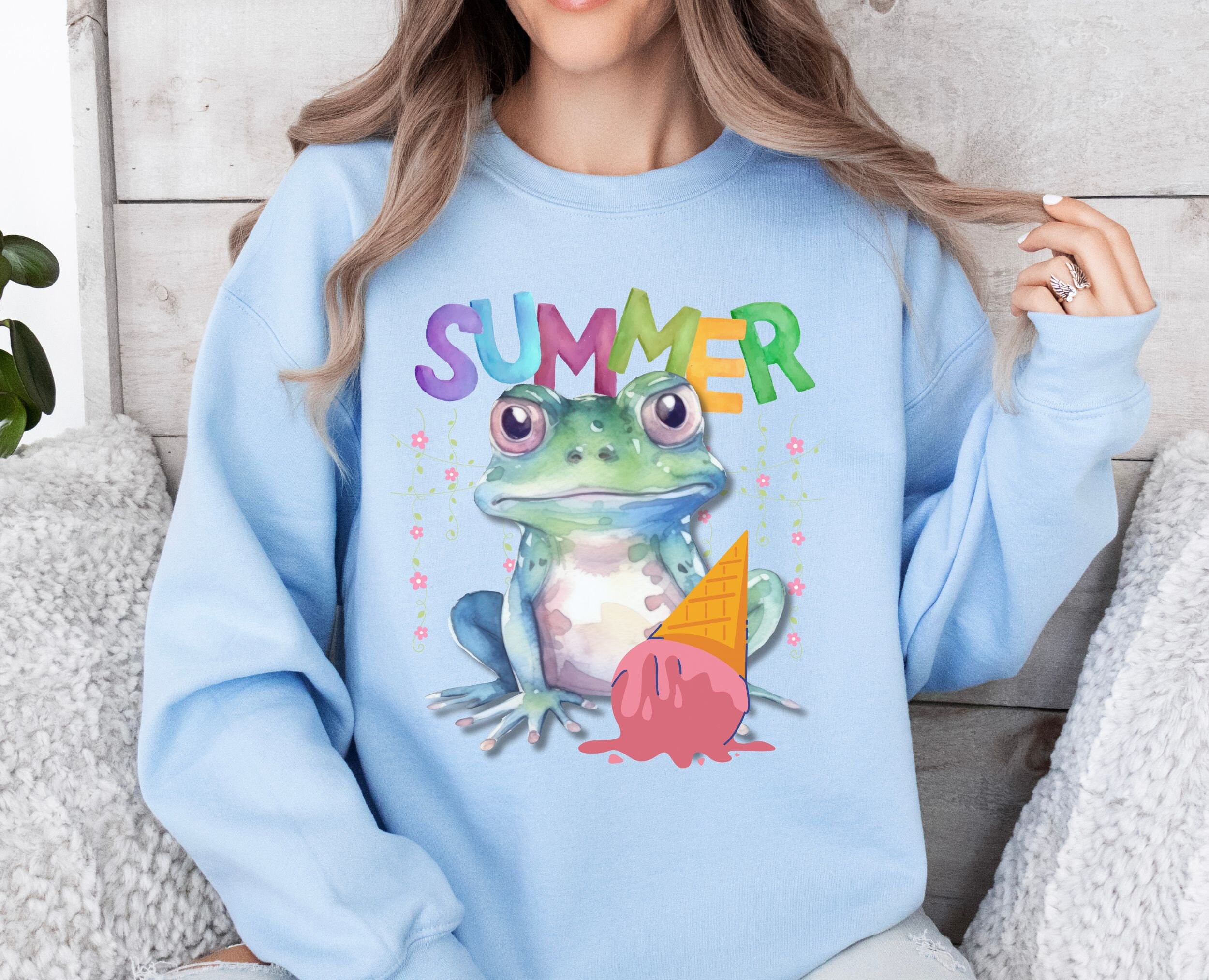 Cottagecore Summer Vacation Toad and Frog Sweatshirt 50% Cotton and 50% ...