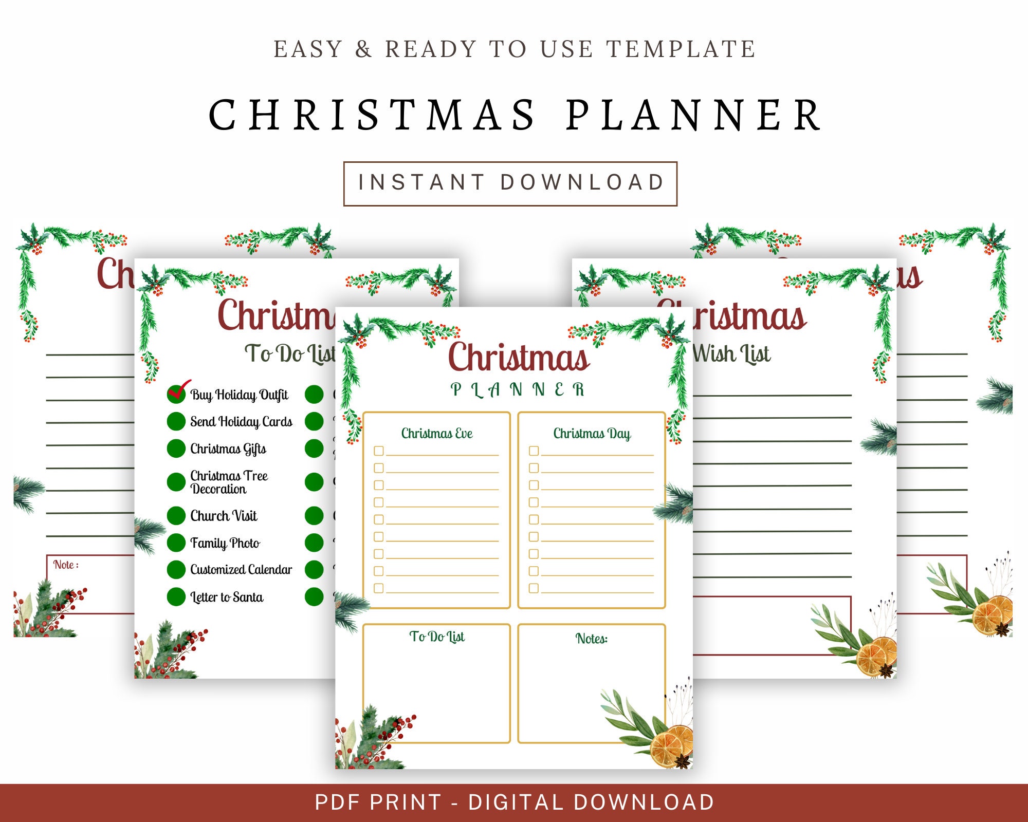 Christmas Planner Printable, Holiday Planner, Xmas Planner, Christmas ...