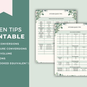 Kitchen Conversions Printable Measurement Chart Ingredients Cooking ...