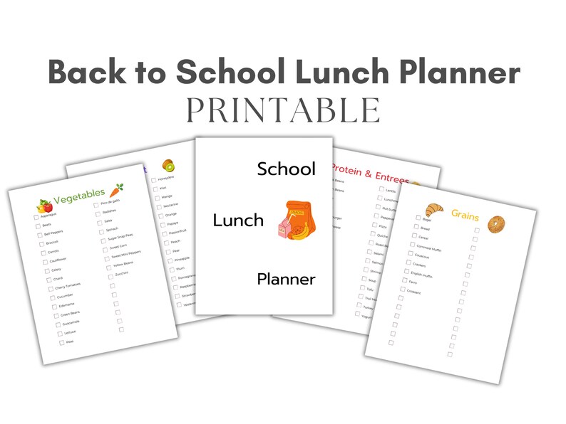 School Lunch Planner Printable | Editable Weekly Lunch Menu | Meal Prep ...