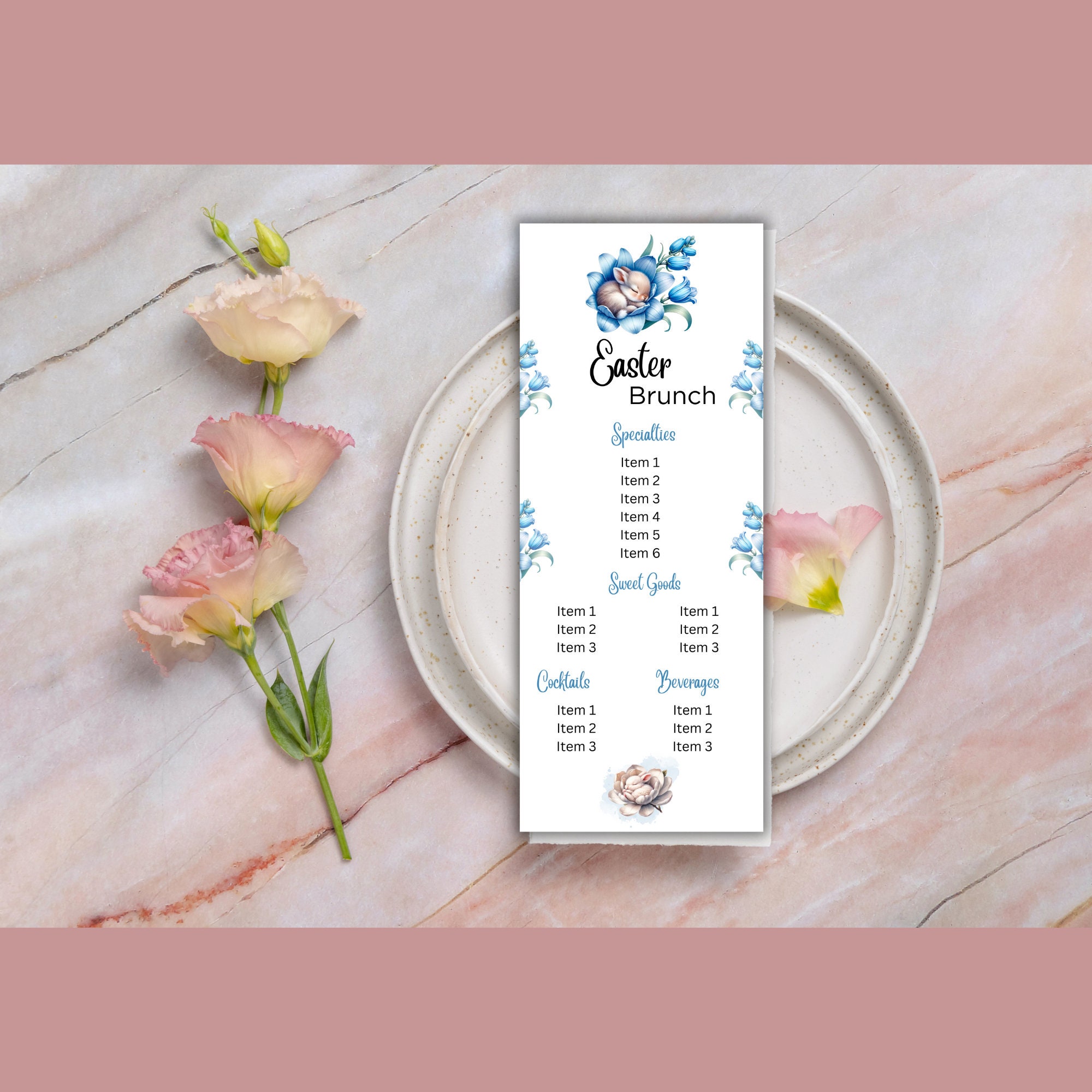 Editable Easter Menu Template Bundle Canva Menu Card Custom Placecard ...