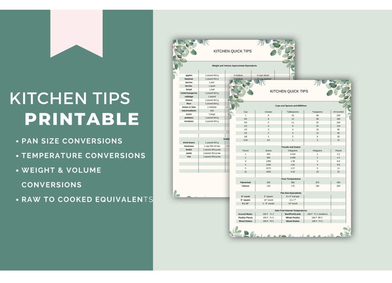 Kitchen Conversion Chart Printable Measurement Chart Cooking Conversion ...