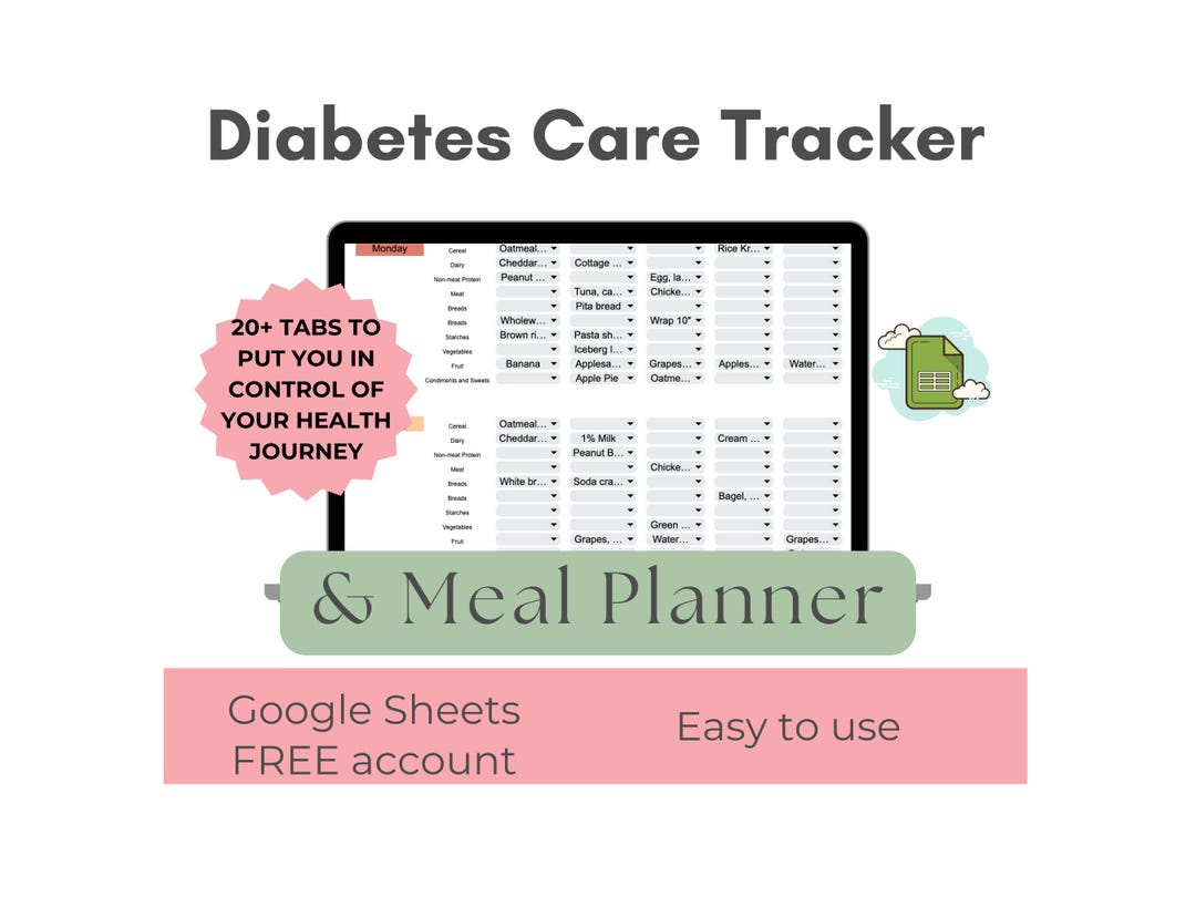 Digital Diabetes Planner Blood Sugar Log Glucose Journal Diabetic Meal ...