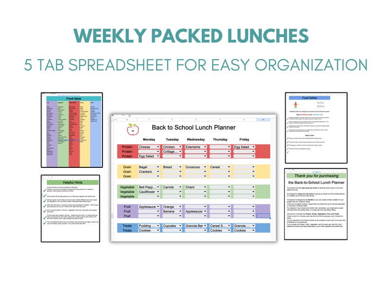 School Lunch Planner Meal Prep Organizer Weekly Menu Lunch Daily ...