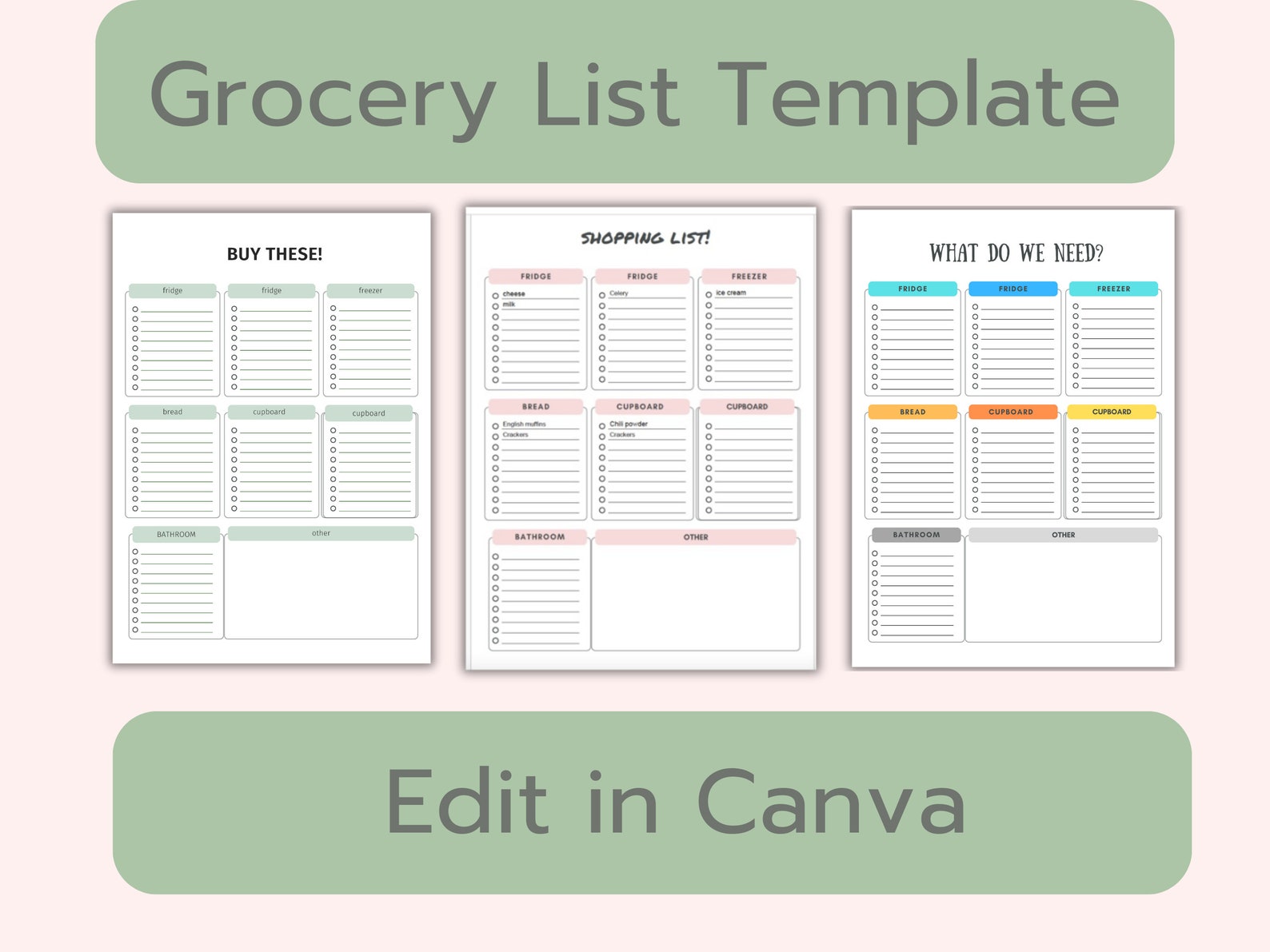 Printable Grocery Shopping Checklist Editable Shopping List Template ...