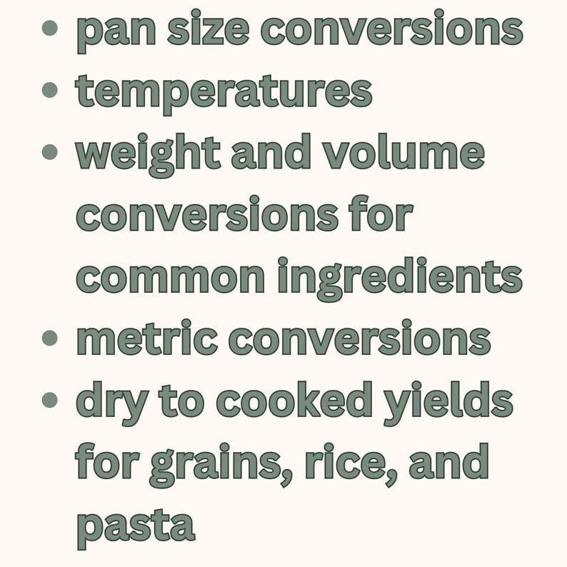 Kitchen Conversions Printable Measurement Chart Ingredients Cooking ...