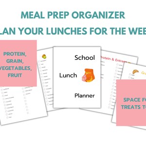 School Lunch Planner Printable | Editable Weekly Lunch Menu | Meal Prep ...