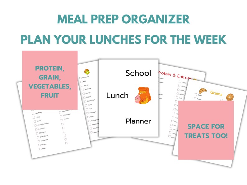 School Lunch Planner Printable | Editable Weekly Lunch Menu | Meal Prep ...