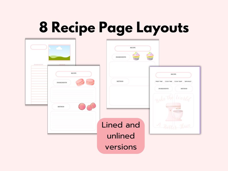 Printable Recipe Binder Custom Cookbook Canva Template Recipe Pages ...