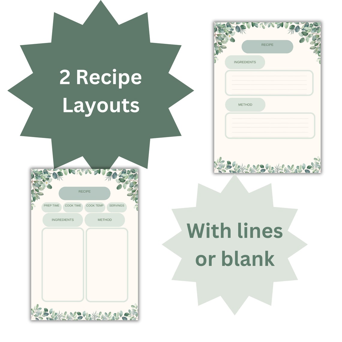 Editable Printable Recipe Binder Cookbook Template Recipe Book Template ...