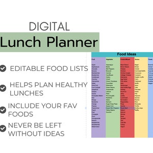 Back to School Lunch Planner Google Sheets Meal Prep Organizer Weekly ...