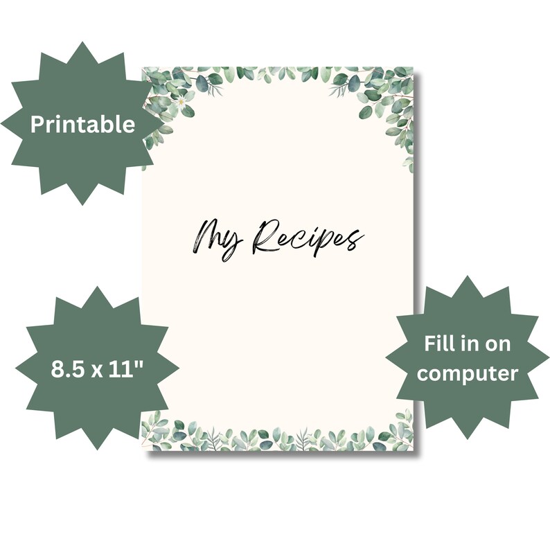 Editable Printable Recipe Binder Cookbook Template Recipe Book Template ...