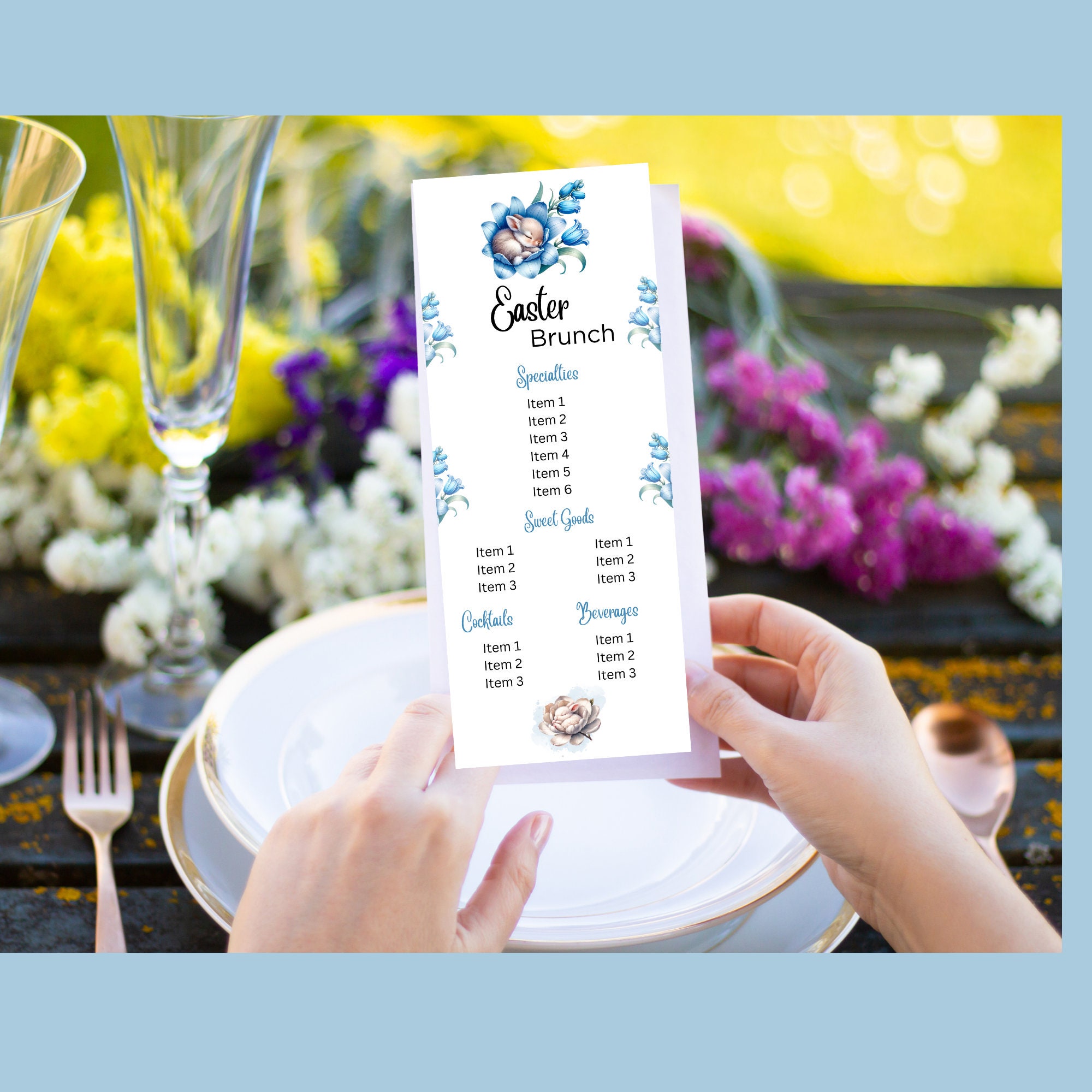 Editable Easter Menu Template Bundle Canva Menu Card Custom Placecard ...