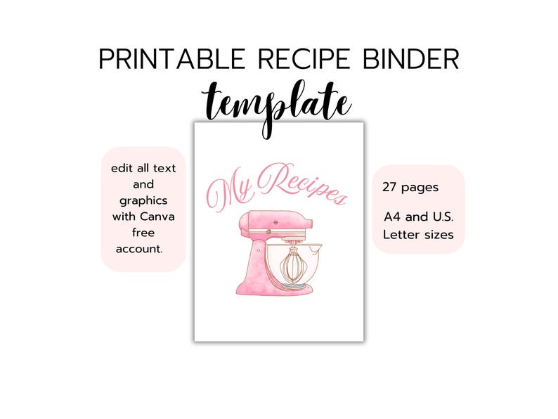 Printable Recipe Binder Custom Cookbook Canva Template Recipe Pages ...