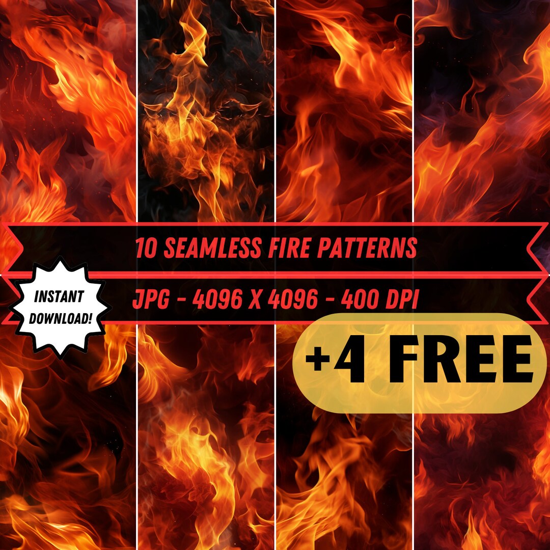 10+4 Seamless Fire Patterns, Digital Download, Digital Paper ...