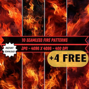 10+4 Seamless Fire Patterns, Digital Download, Digital Paper ...
