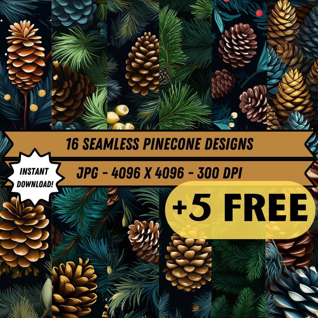 16 Seamless Pine Cone Design Bundle, Digital Download, Digital Paper ...