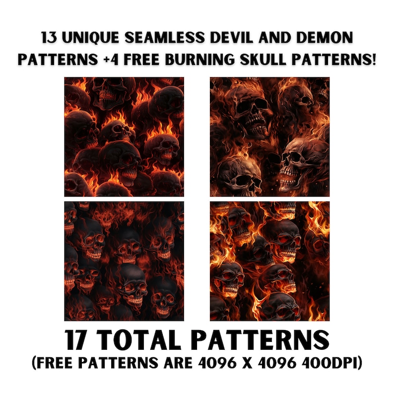 13+4 Seamless Devil and Demon Patterns, Digital Download 400 DPI ...