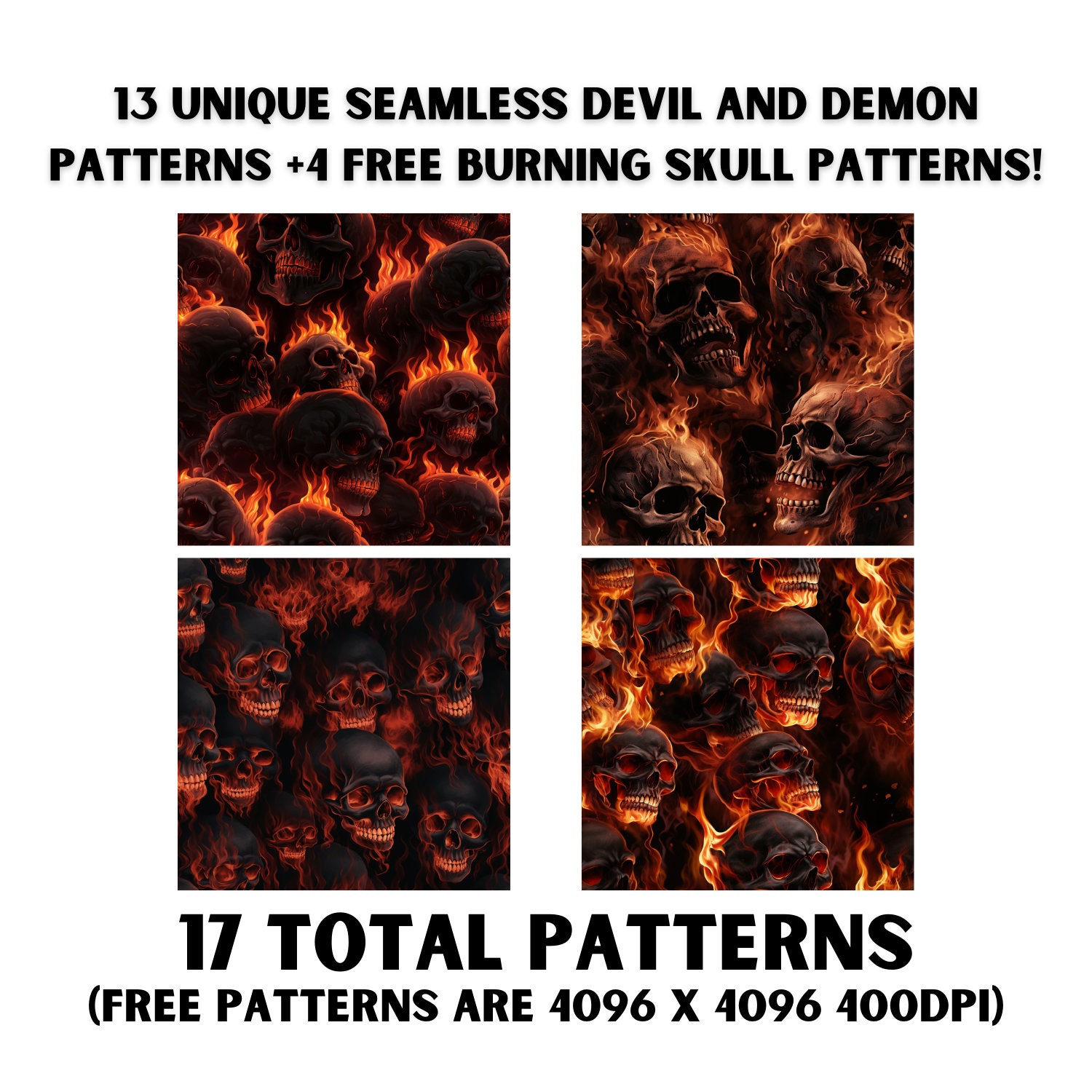13+4 Seamless Devil and Demon Patterns, Digital Download 400 DPI ...