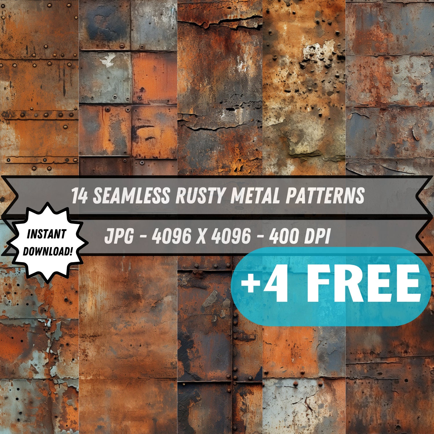 14+4 Seamless Rusty Metal Patterns, Digital Download, Digital Paper ...