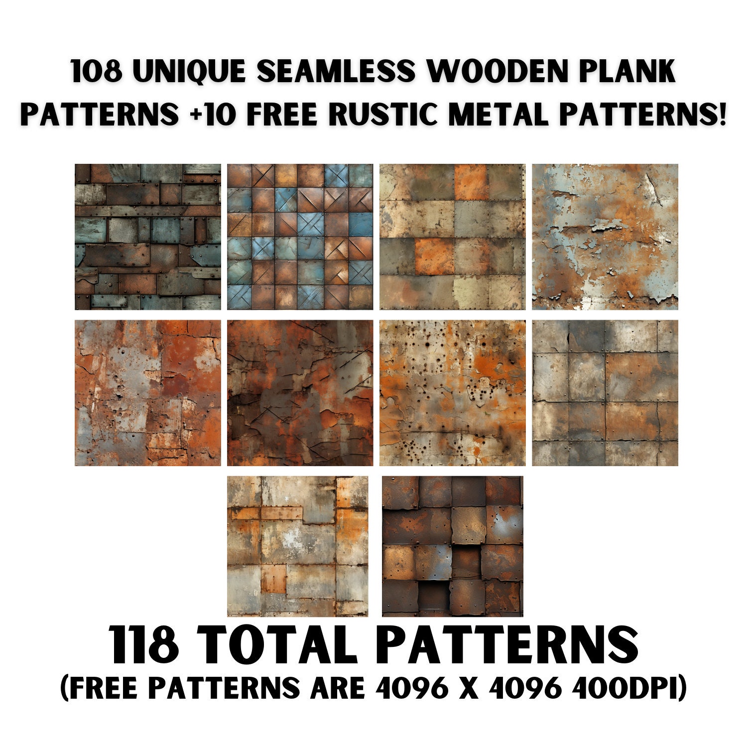 108 + 10 Seamless Wooden Plank Patterns, Wooden Textures, Rustic Wood ...