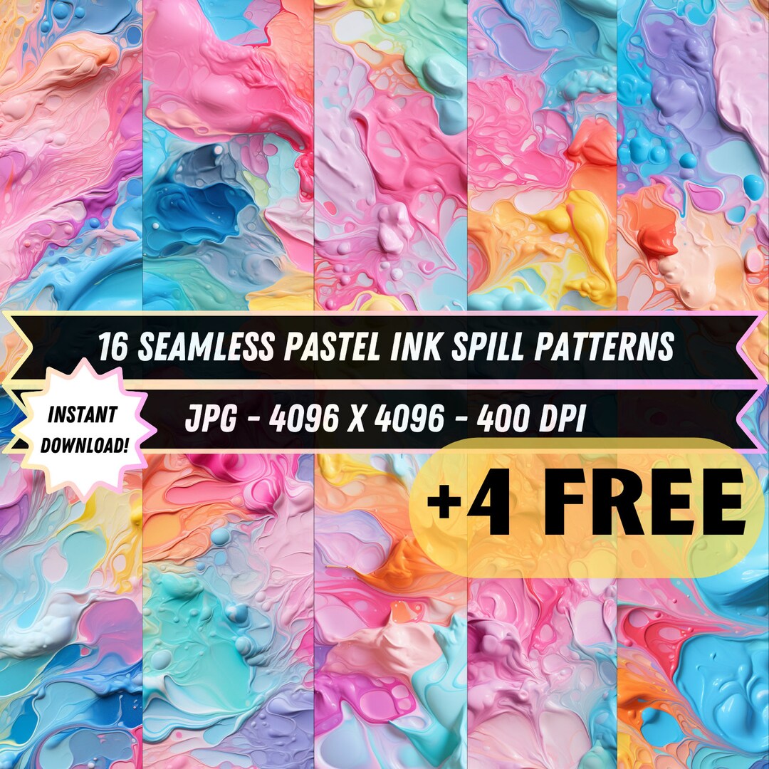 16+4 Seamless Pastel Ink Spill Patterns, Digital Download, Digital ...