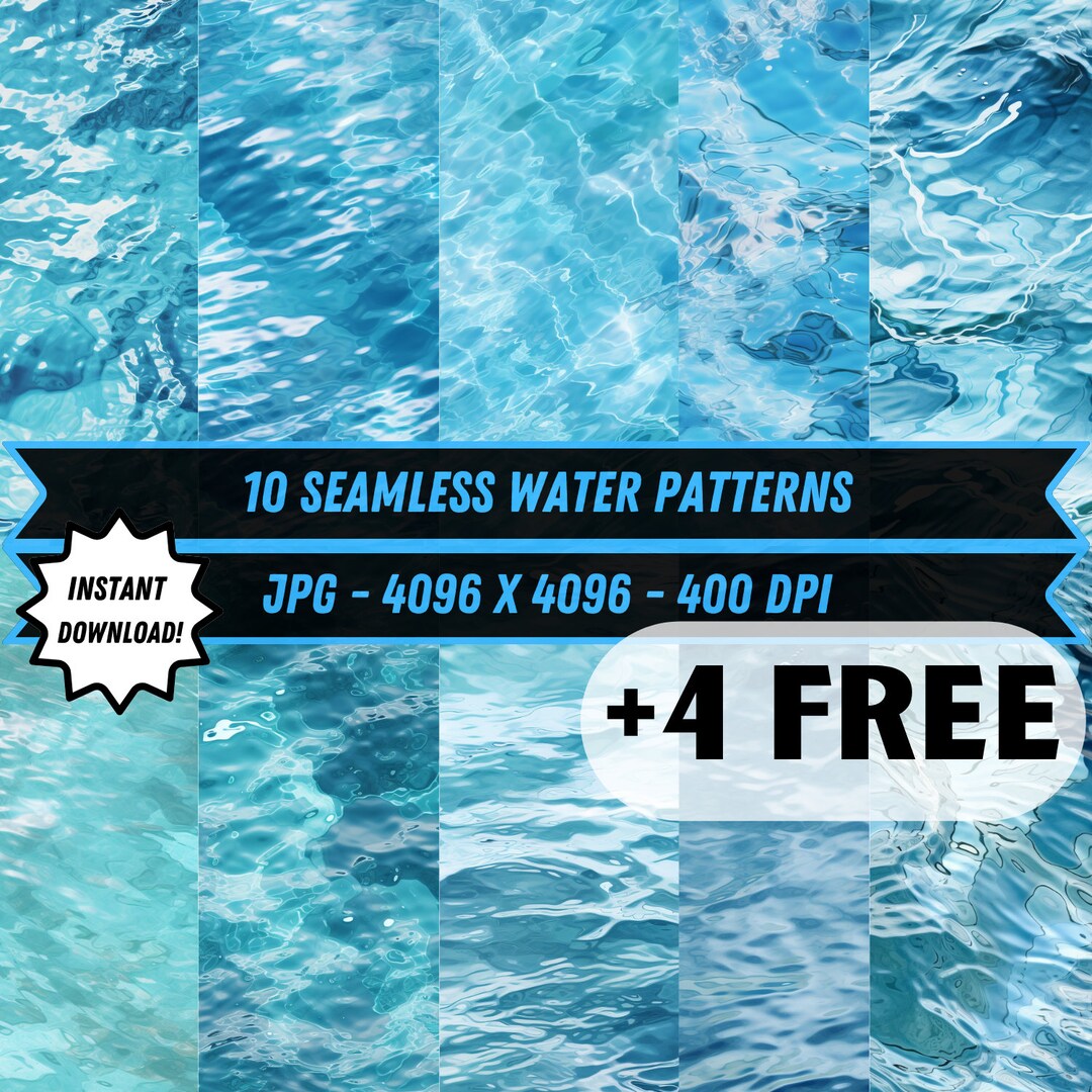 10+4 Seamless Water Patterns, Digital Download, Digital Paper, Seamless ...