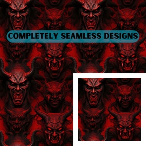 13+4 Seamless Devil and Demon Patterns, Digital Download 400 DPI ...
