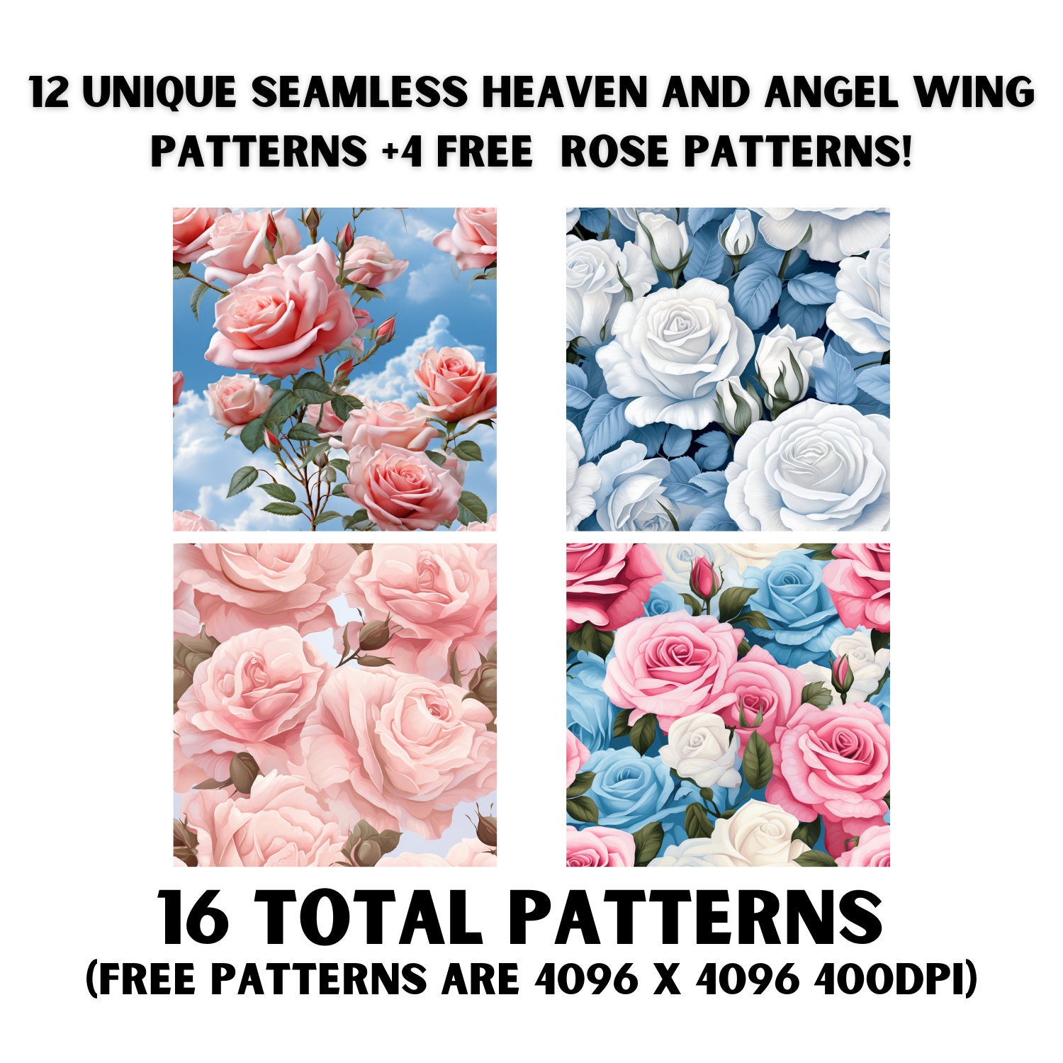 12+4 Seamless Heaven and Angel Wing Patterns, Digital Download, Digital ...