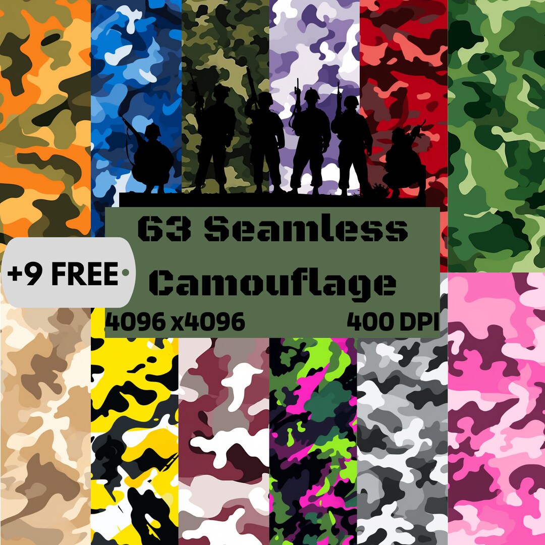 63 + 9 Seamless Camouflage Patterns, Military Camouflage, Repeating ...