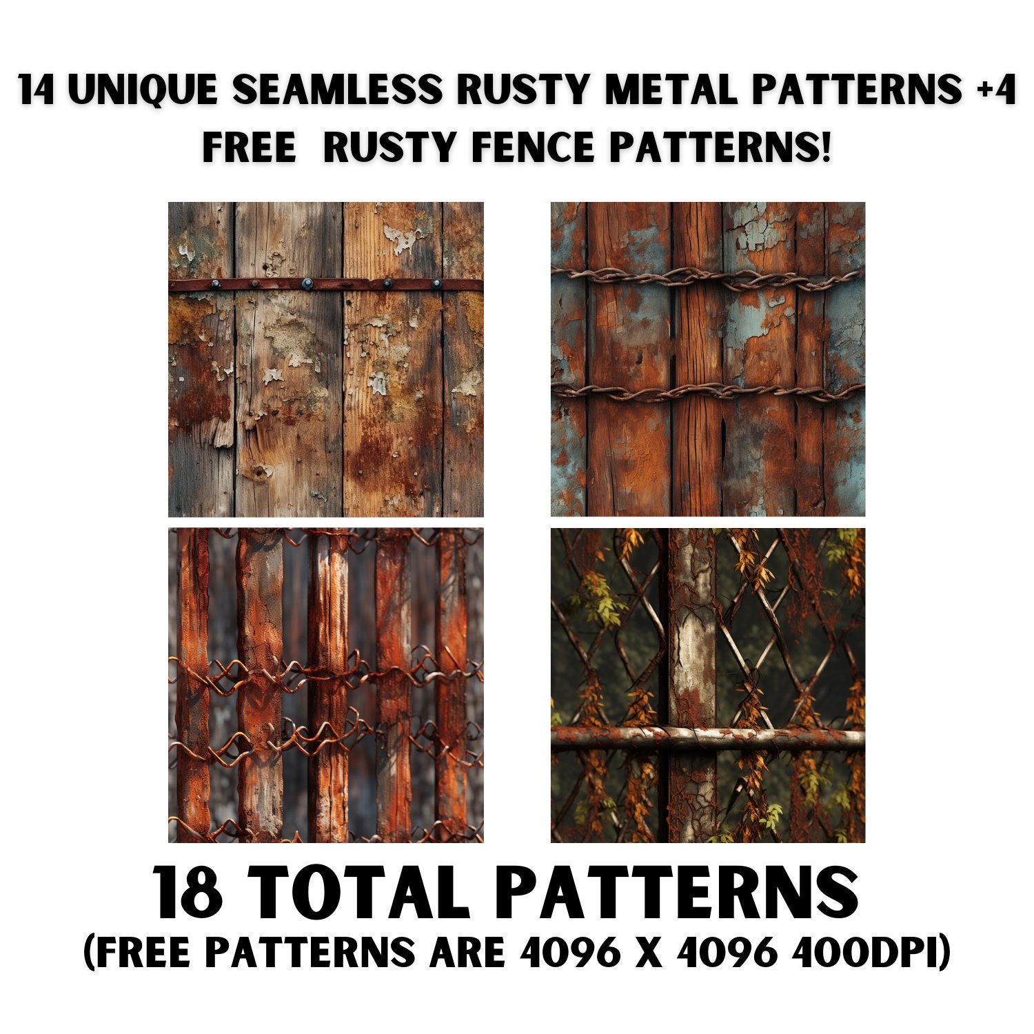 14+4 Seamless Rusty Metal Patterns, Digital Download, Digital Paper ...