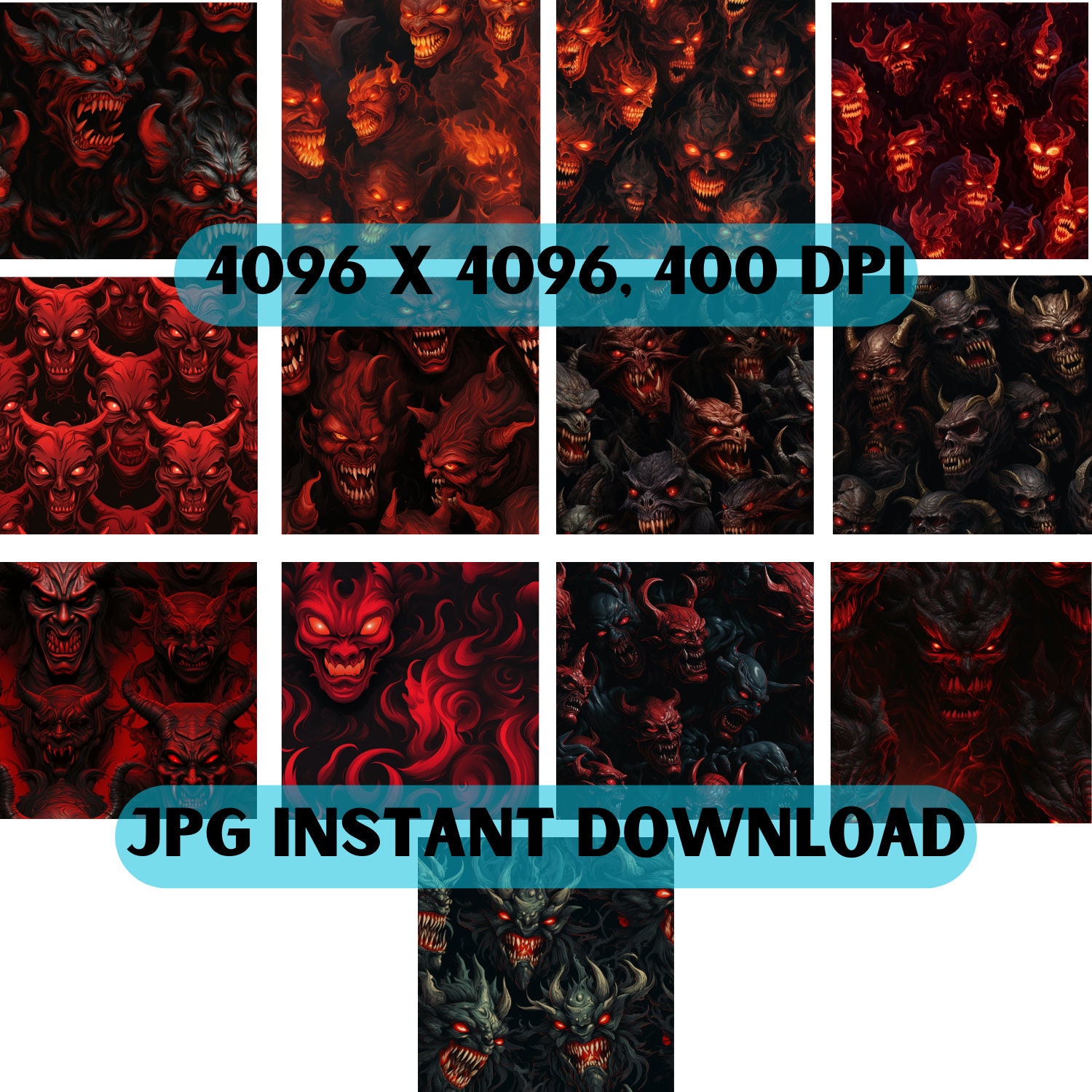 13+4 Seamless Devil and Demon Patterns, Digital Download 400 DPI ...
