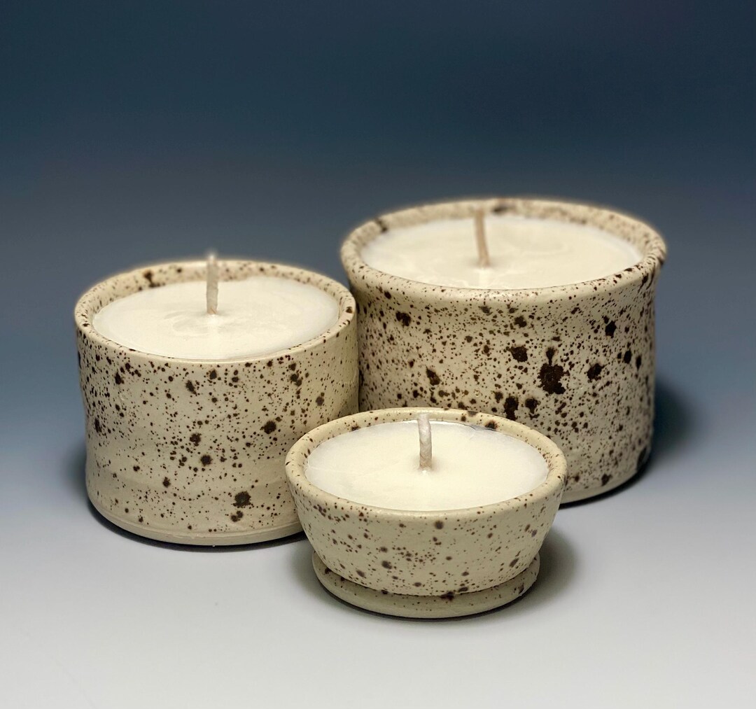 Handmade Ceramic Soy Wax 3-candle Set, Reusable Pottery Cups, Ramekin ...