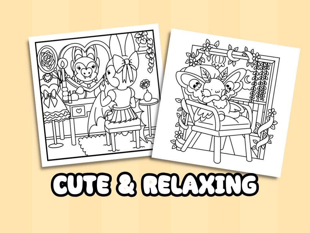 Cute Halloween Animals Coloring Pages Printable Kawaii Halloween ...