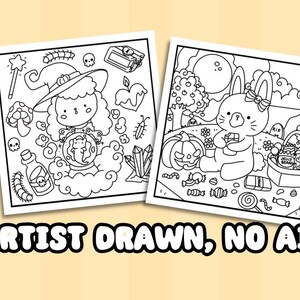 Cute Halloween Animals Coloring Pages Printable Kawaii Halloween ...