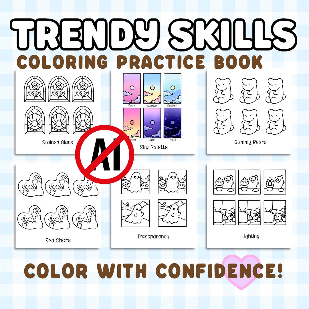 Trendy Skills Coloring Book: 30 Practice Pages (PDF Pattern) - Etsy