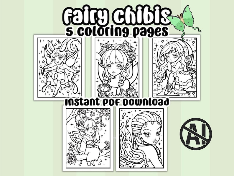 Cute Chibi Coloring Pages of Fairy Girls Kawaii Coloring Pages for ...