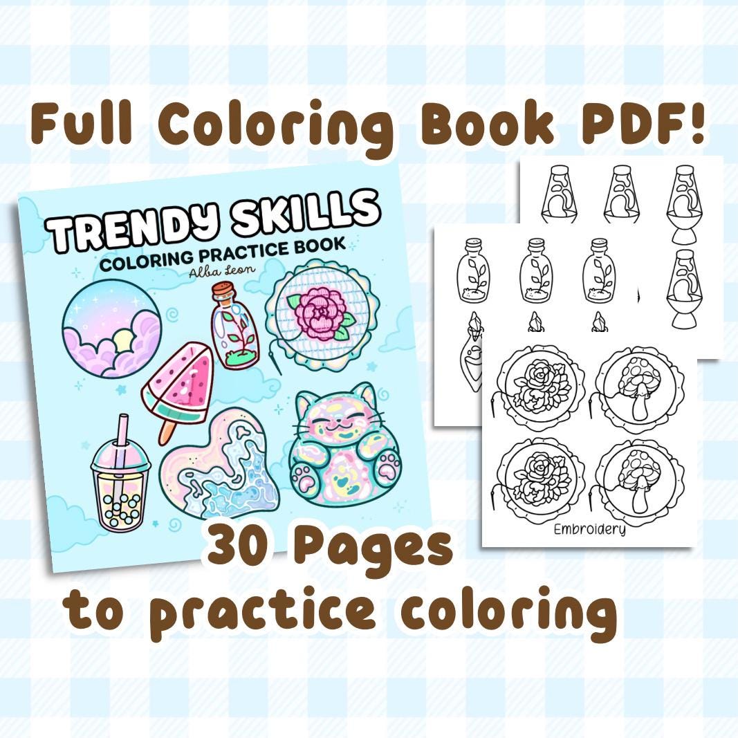 Trendy Skills Coloring Book: 30 Practice Pages (PDF Pattern) - Etsy