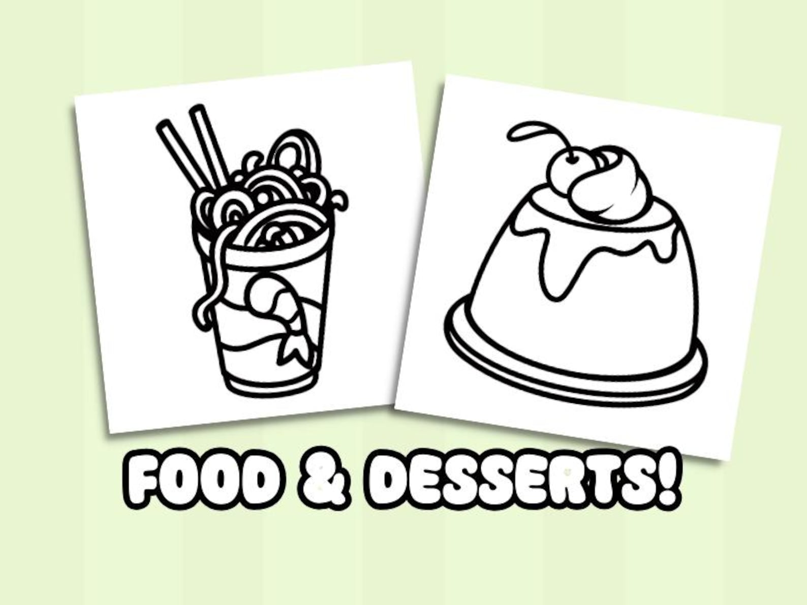 Kawaii Bold and Easy Coloring Pages Cute Food Desserts Printable ...