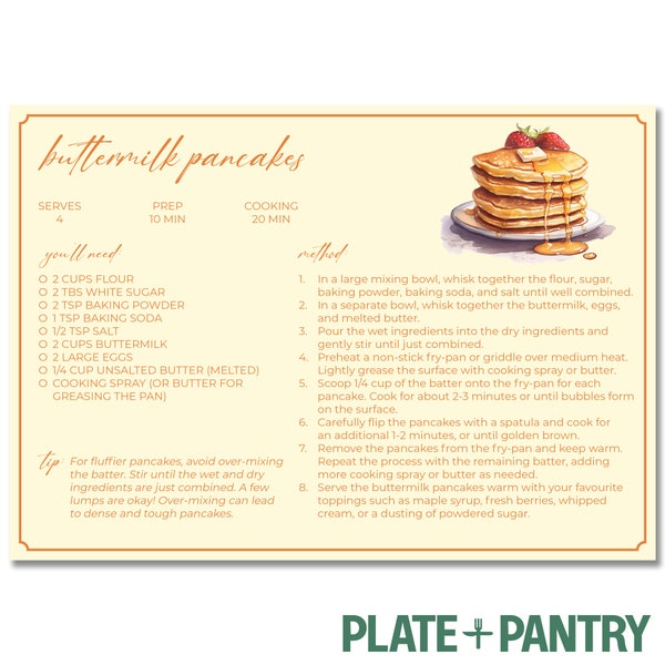 Breakfast Recipe - Etsy