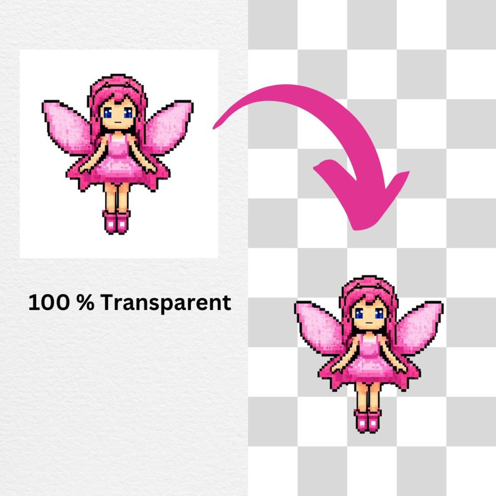 Royal Pink Pixel Fairy Clipart Collection, Junk Journaling ...