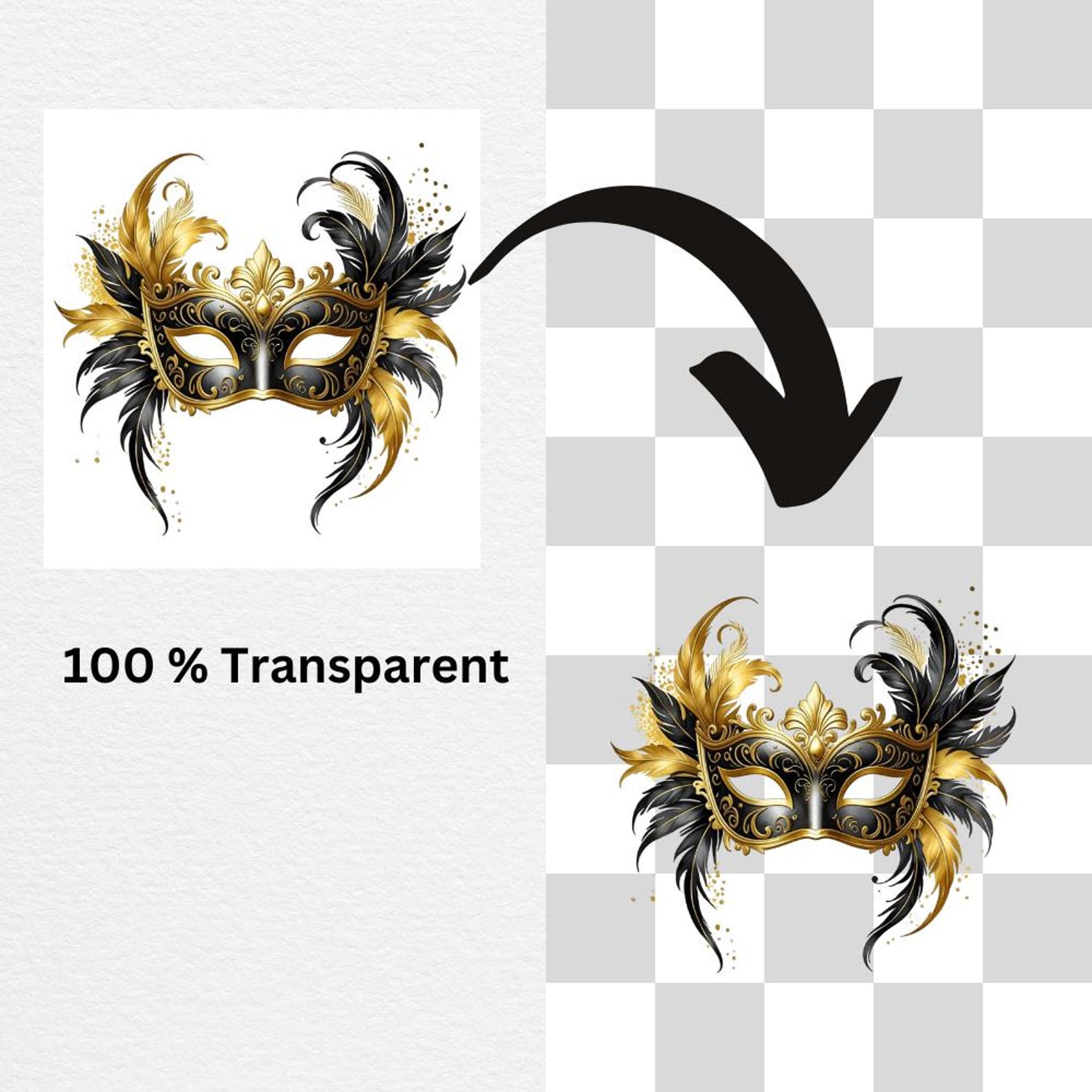 Black and Gold Masquerade Mask Clipart Collection, Junk Journaling ...