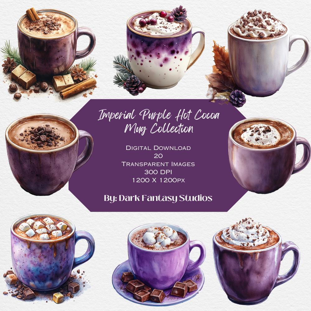 Imperial Purple Hot Cocoa Mug Clipart Collection, Junk Journaling ...