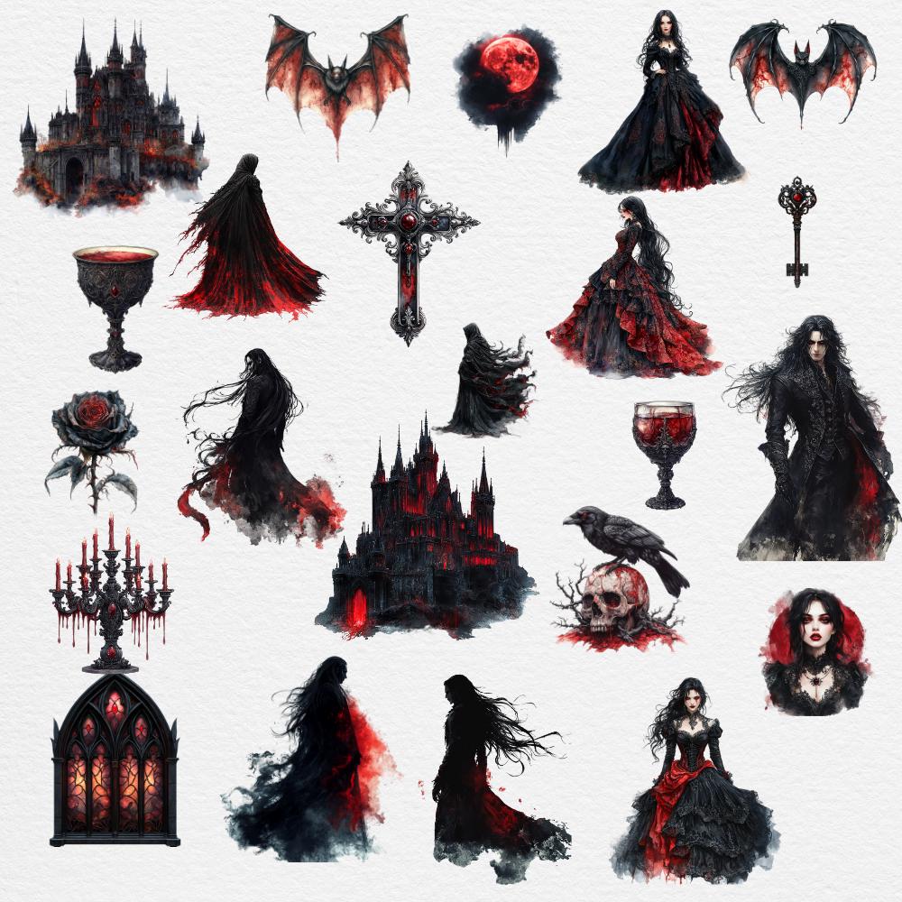 Persian Plum Vampire Clipart Collection, Junk Journaling, 23 ...