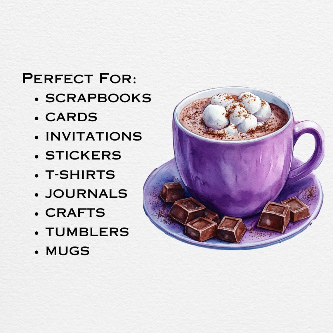 Imperial Purple Hot Cocoa Mug Clipart Collection, Junk Journaling ...