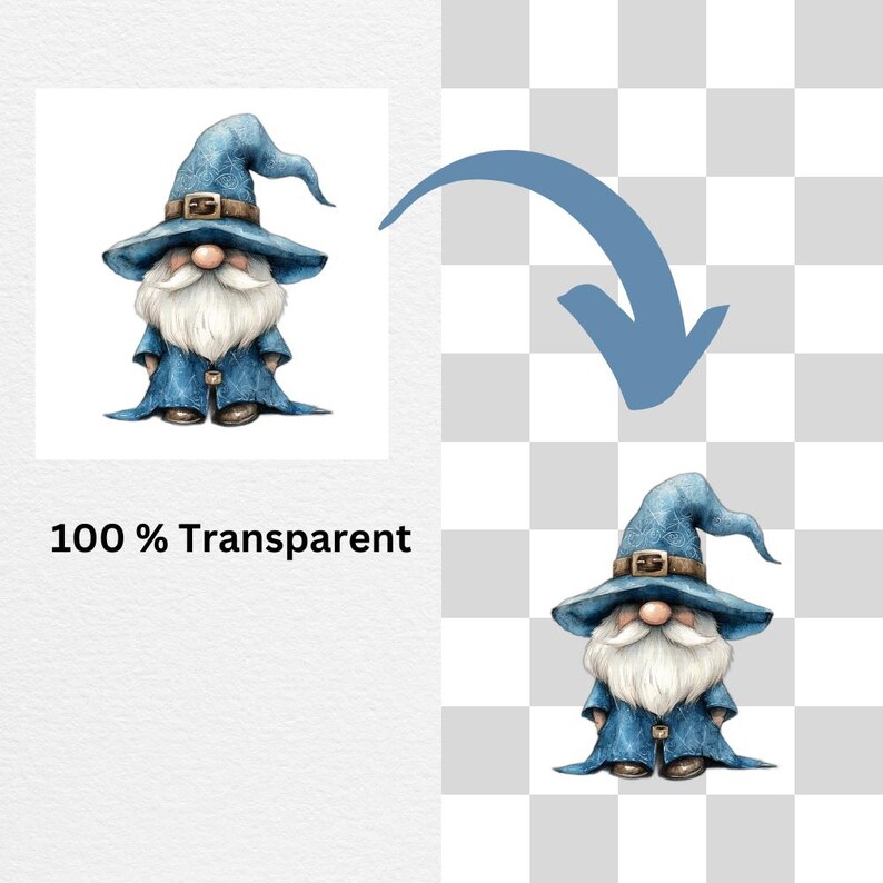 Oxford Blue Wizard Gnome Clipart Collection, Junk Journaling, 7 PNG ...